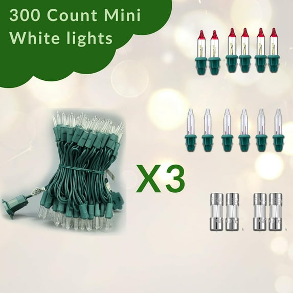 PYYAN-Clear Christmas Lights - 300 Count (3X100) Mini Incandescent Warm ...