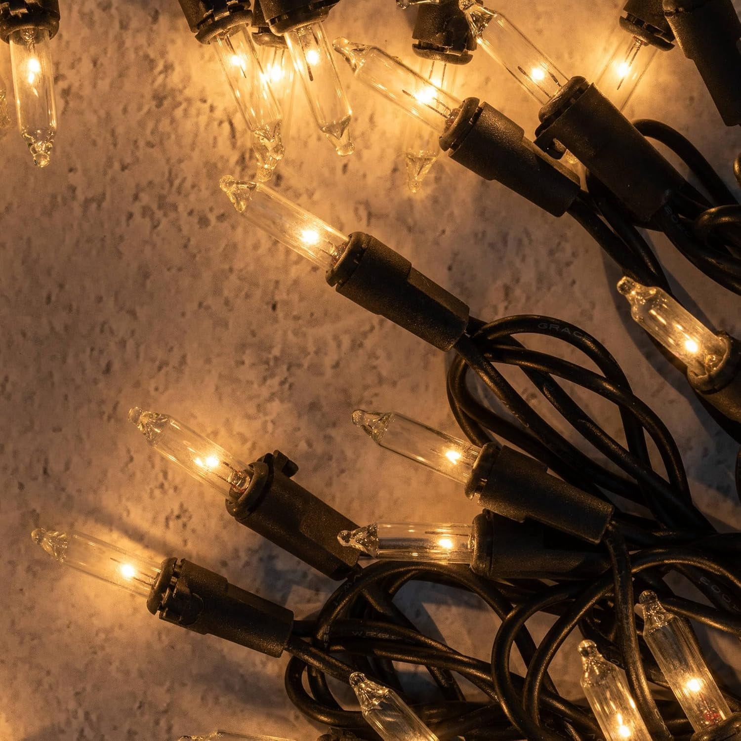 PYYAN-Clear Christmas Lights with Black Wire, Pack of 2 Strands 33 Ft ...