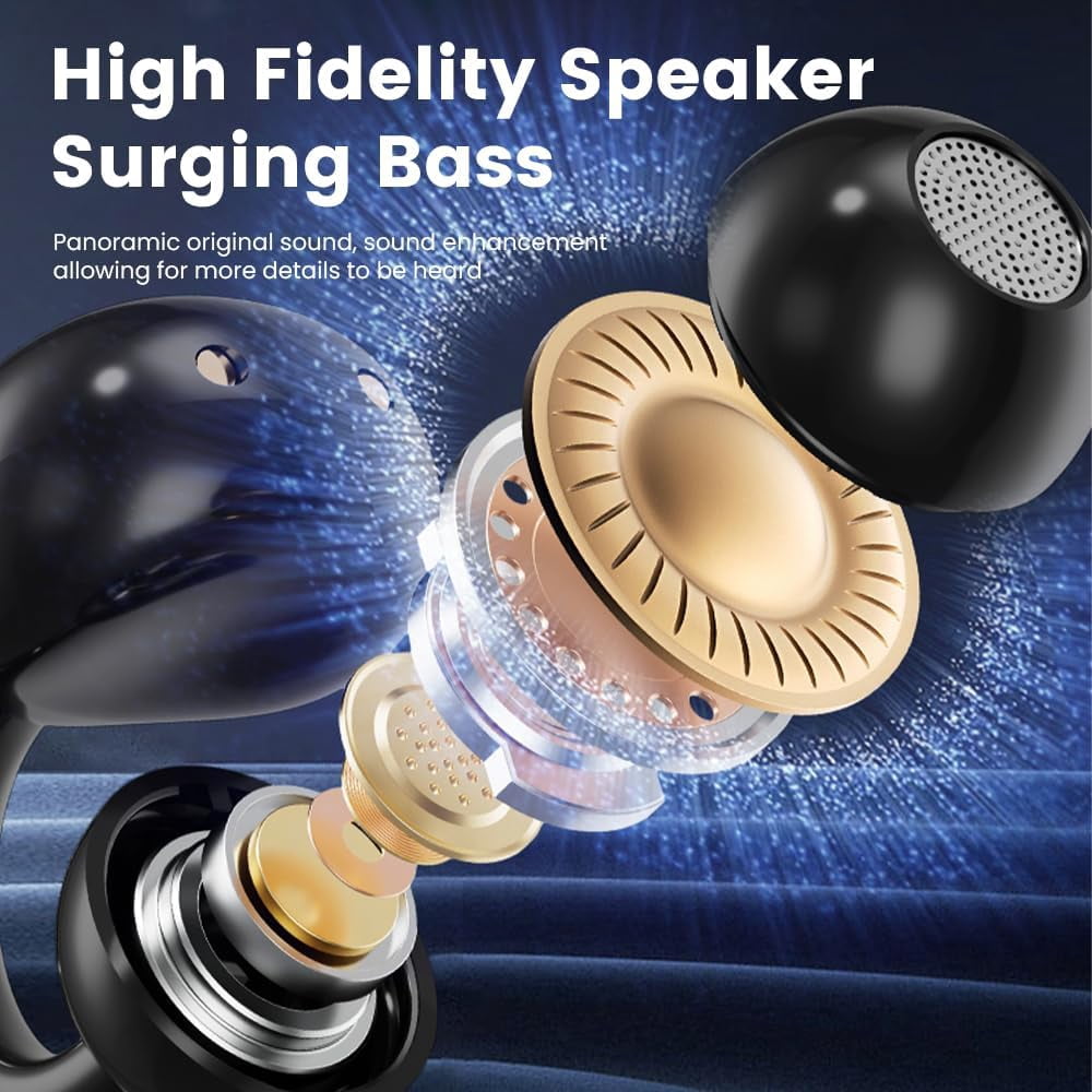 PYYAN-Clip-on Earbuds, Open Ear Earbuds with LCD Touchscreen Wireless ...