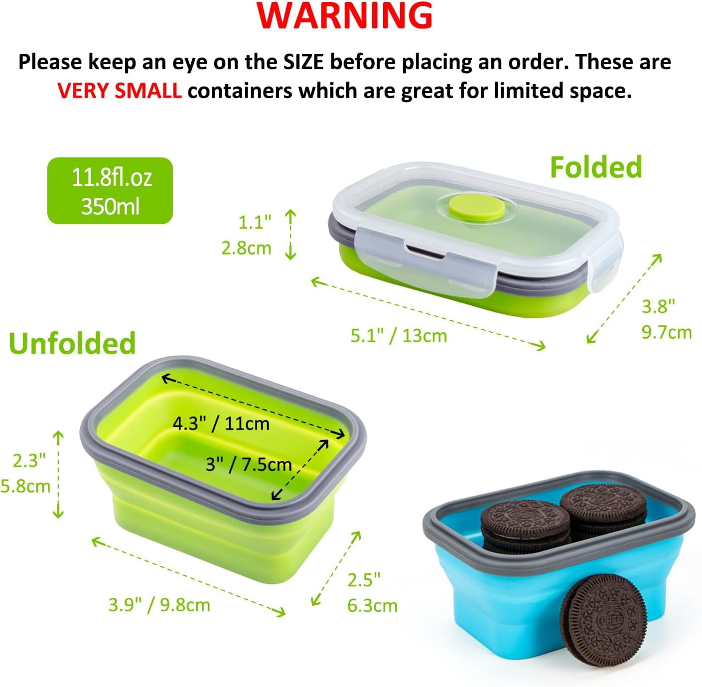 PYYAN-Collapsible Food Storage Containers with Airtight Lid, 11.8 oz ...