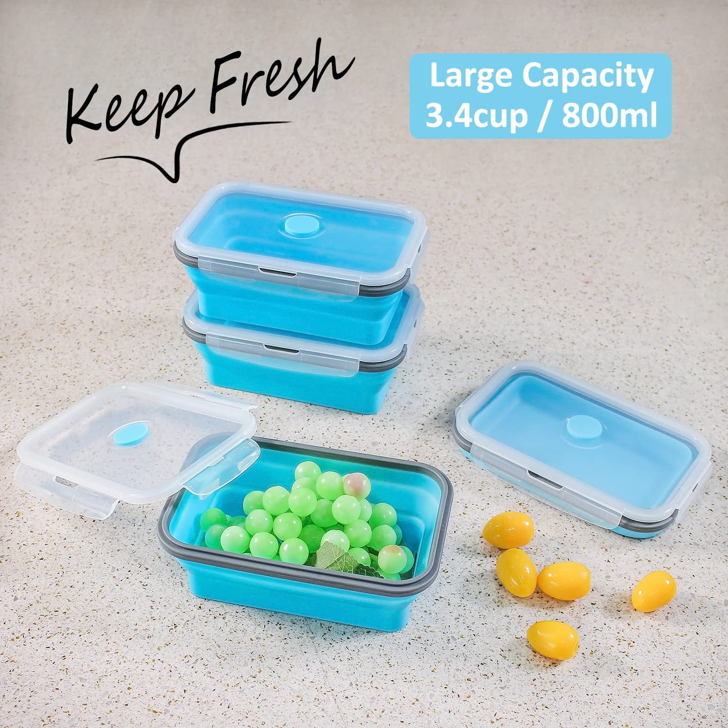 PYYAN-Collapsible Food Storage Containers with Airtight Lid & Vent ...