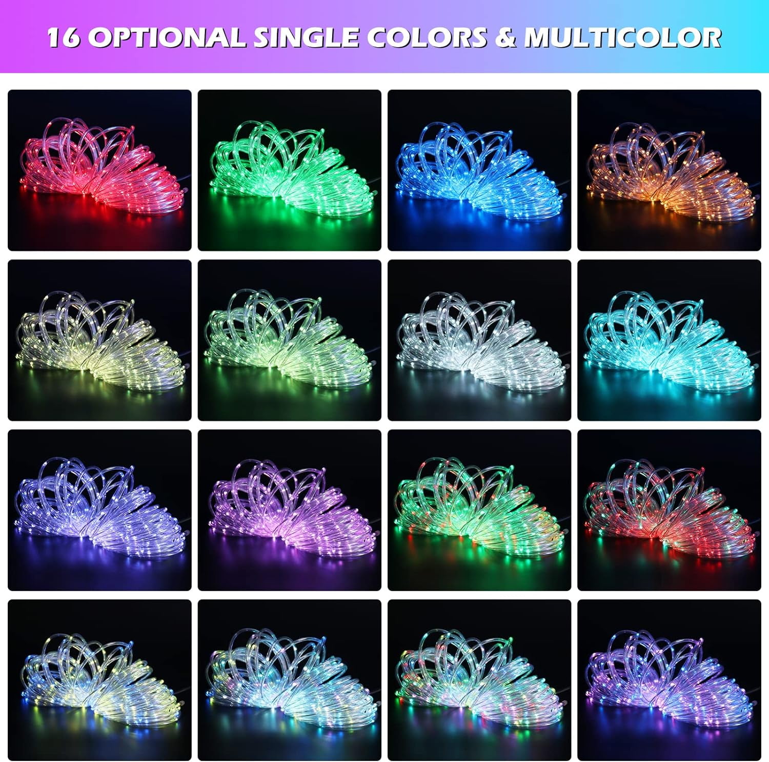 PYYAN-Color Changing Rope Lights 66FT 200 LED Outdoor, String Lights ...