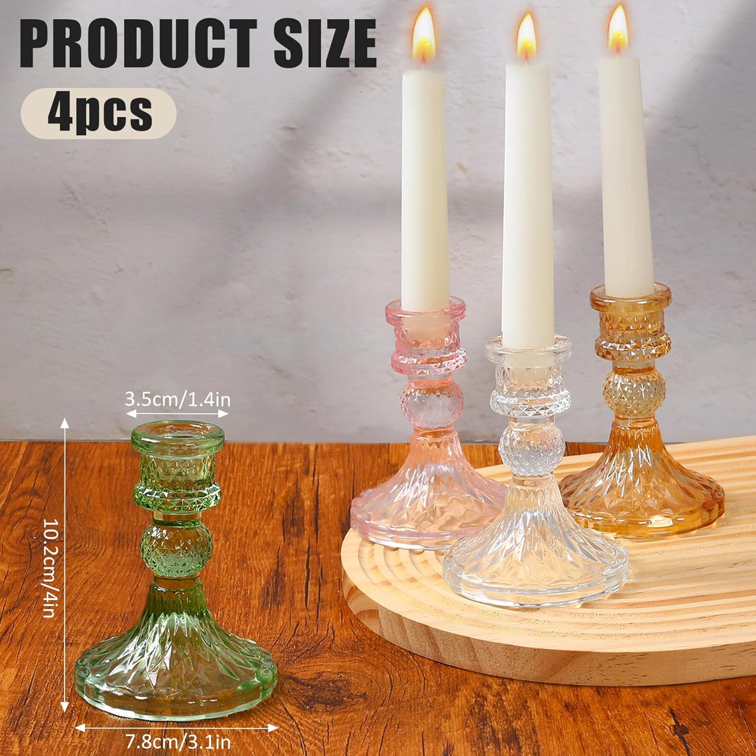PYYAN-Colored Glass Candle Holders Set of 4 - Candle Sticks Holder ...