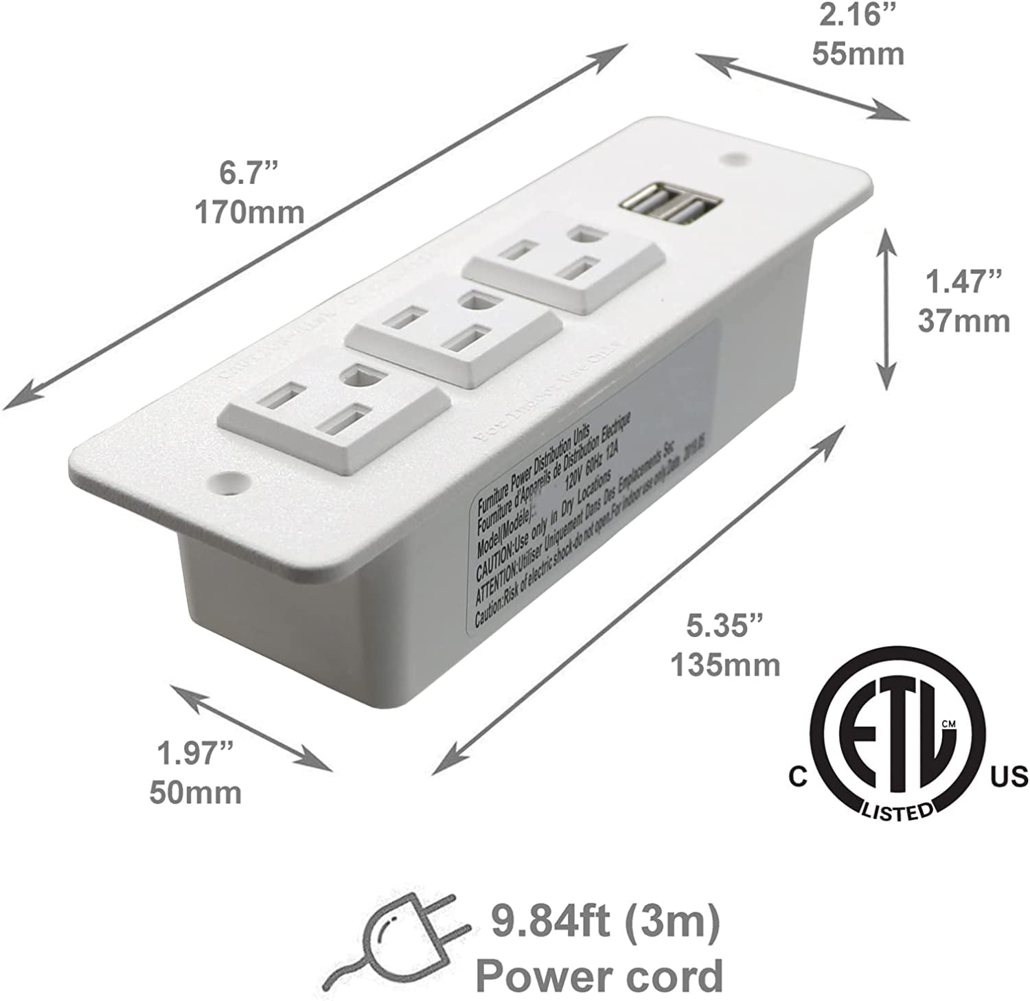 PYYAN-Conference Recessed Power Strip with USB Mountable Power Outlet ...