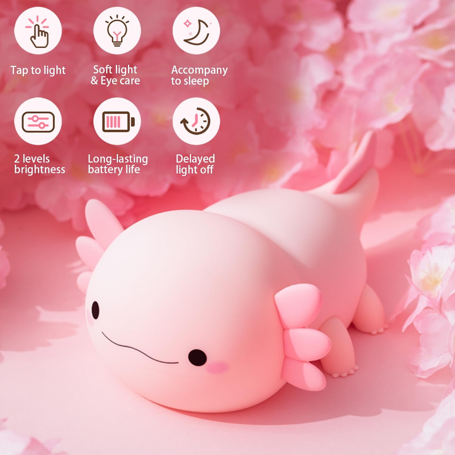 PYYAN-Cute Axolotl Night Light, LED Squishy Night Lamp, Dimmable ...