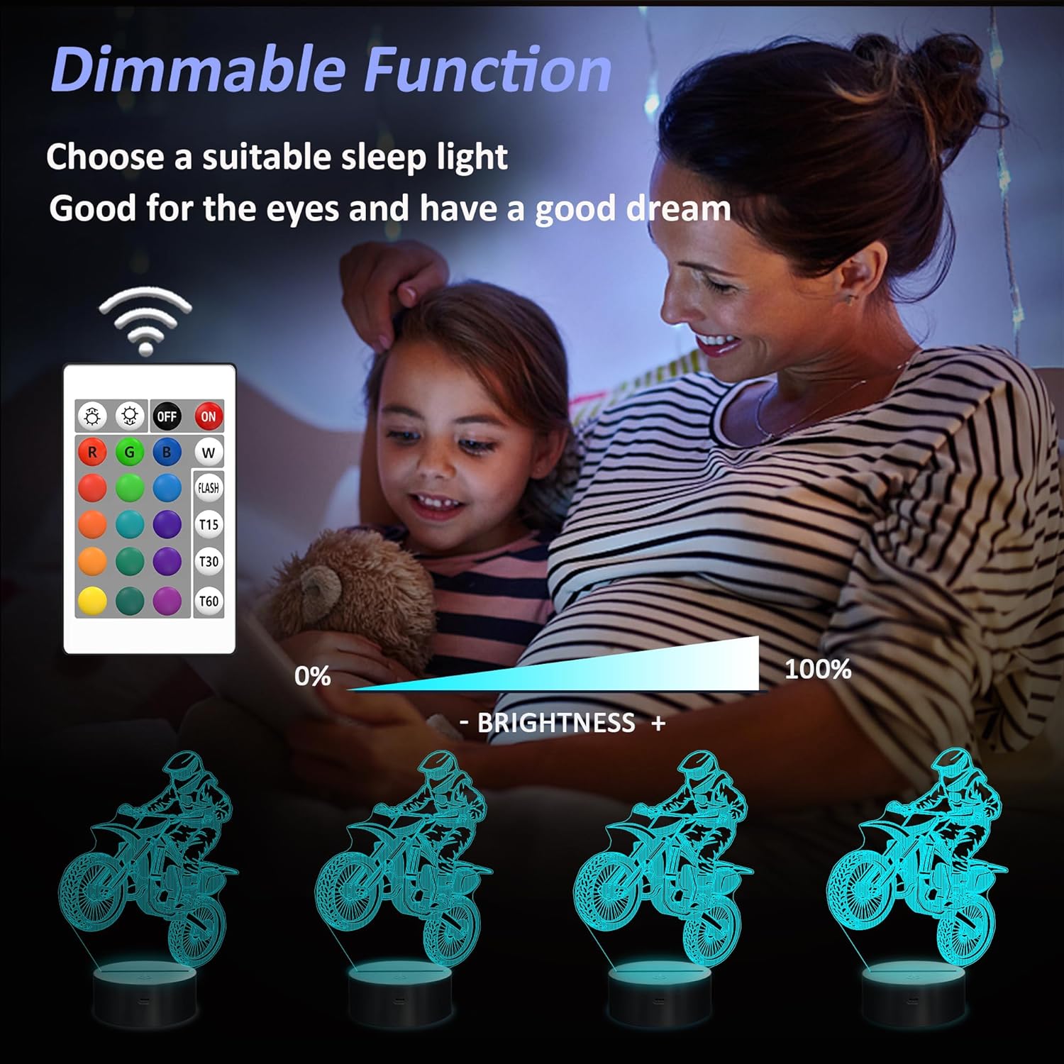 PYYAN-Dirt Bike Gifts for Boy, 3D Illusion Lamp, 3D Dirt Bike Night ...