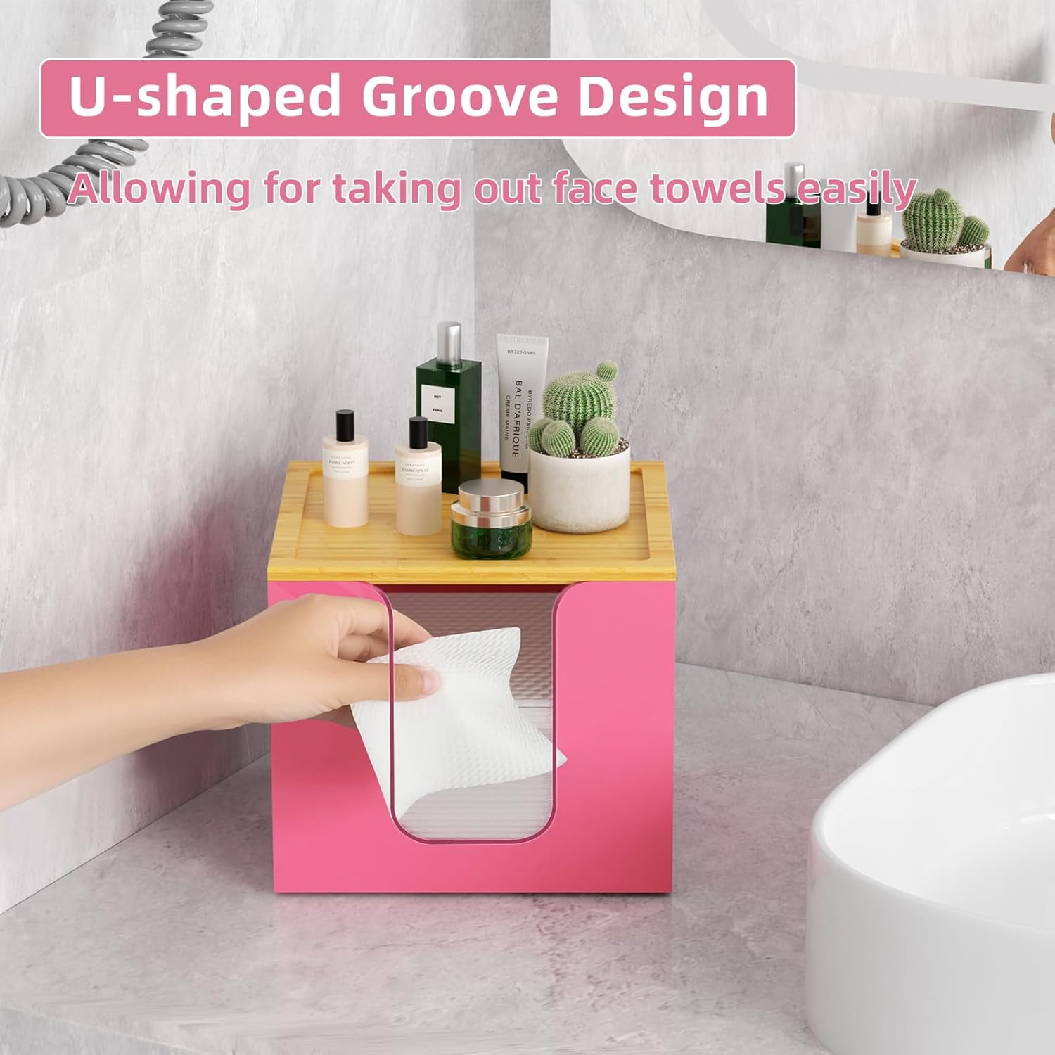 PYYAN-Disposable Face Towel Holder Box, Acrylic Facial Towel Container ...