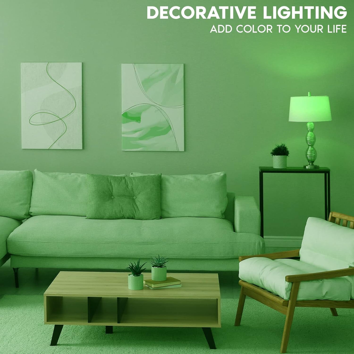 PYYAN-E12 LED Filament Green Light Bulb, 4.5W (40W Equivalent), Colored ...