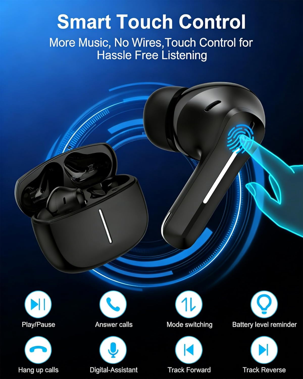 PYYAN-Earbuds Wireless Bluetooth 5.4 Earphone with ENC Noise Canceling ...