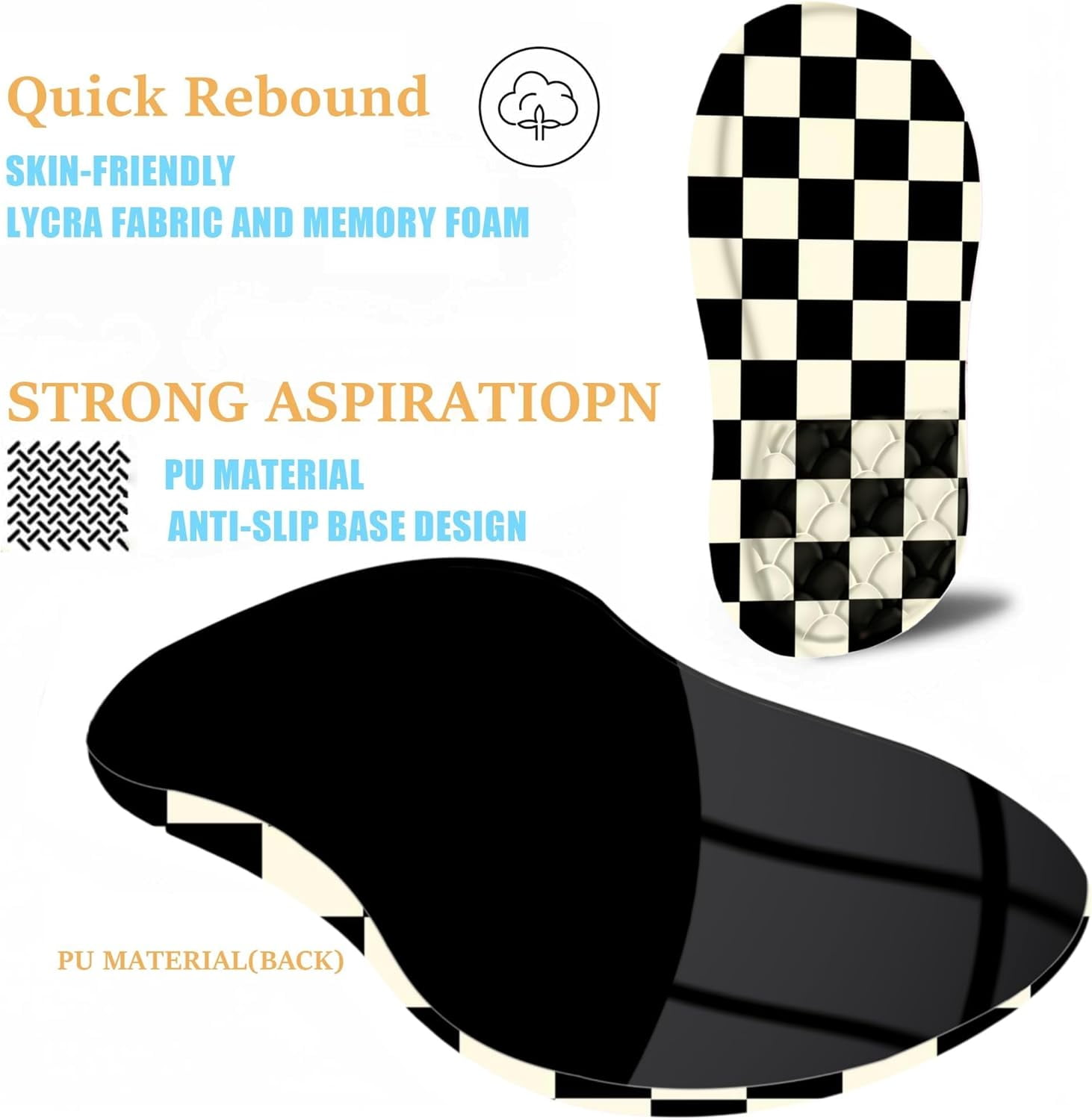 PYYAN-Ergonomic Mouse Pad Wrist Support,Black&White Wrist Rest Mousepad ...