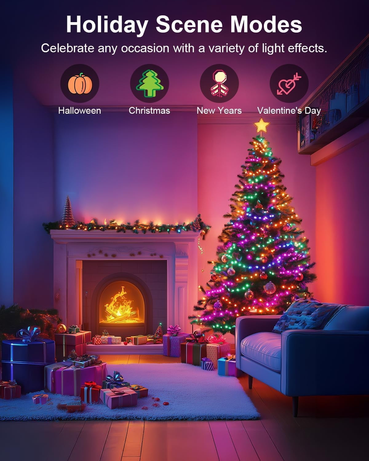 PYYAN-Fairy Lights RGB IC Smart String Lighting 33ft USB Starry Light ...