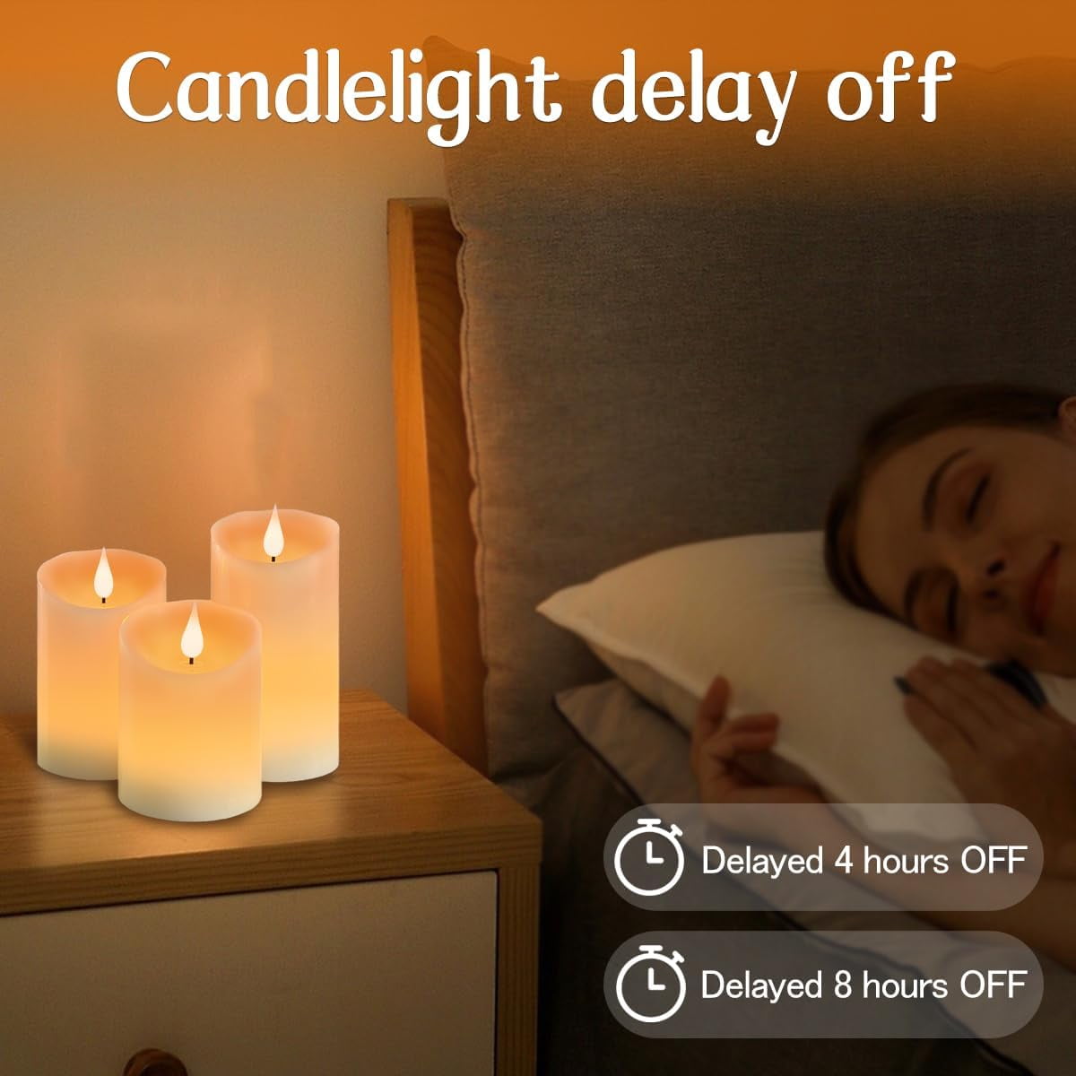PYYAN-Flameless Candle RGB Set, Flickering LED Pillar Real Wax Candle ...