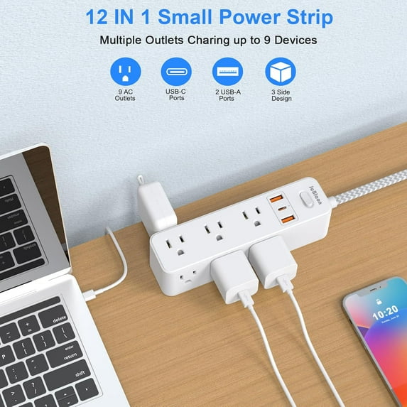 PYYAN-Flat Plug Power Strip Surge Protector, 5ft Ultra Thin Extension ...