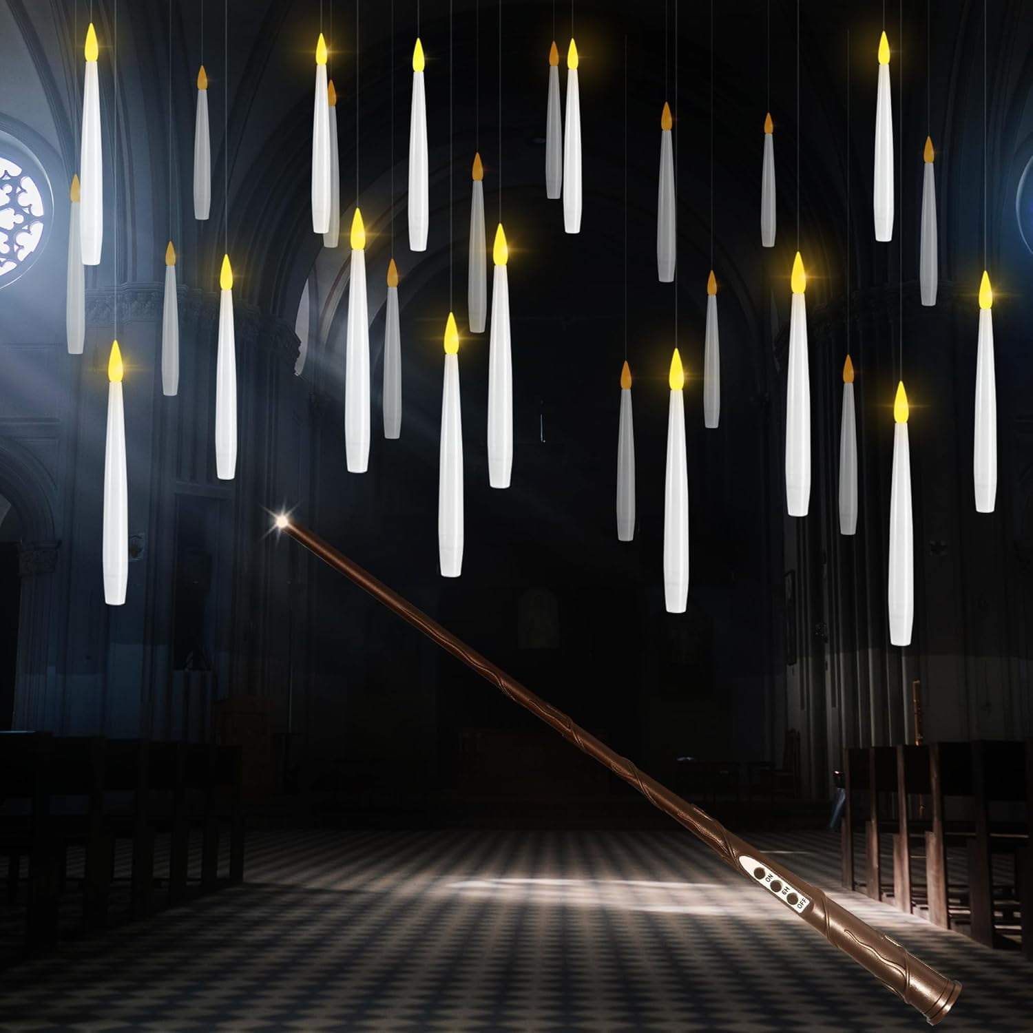 PYYAN-Floating Candles with Wand, 10 Pack Halloween Flameless Candles ...