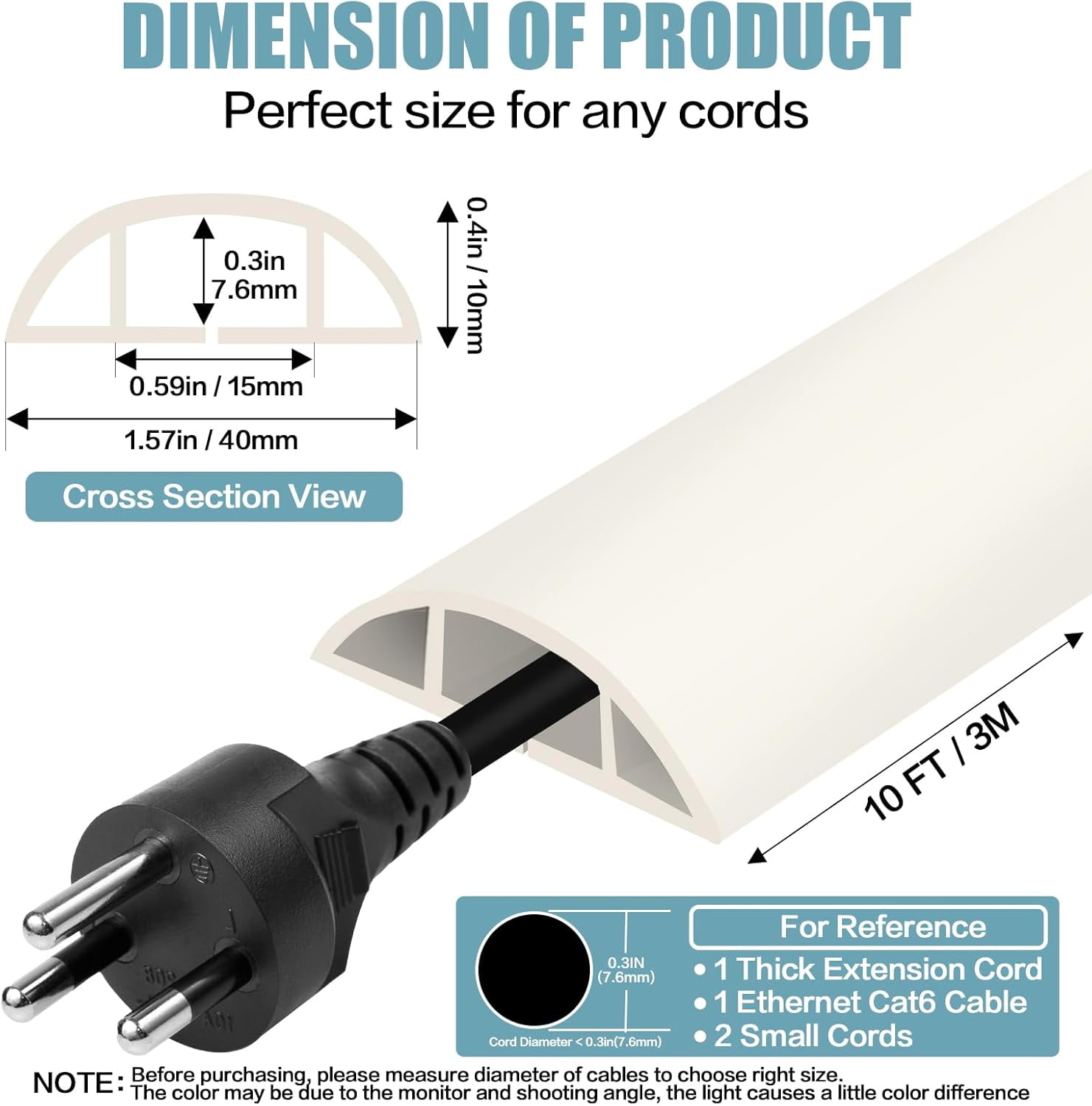PYYAN-Floor Cord Cover Cable Cavity Self Adhesive Cord Hider Floor 10FT ...