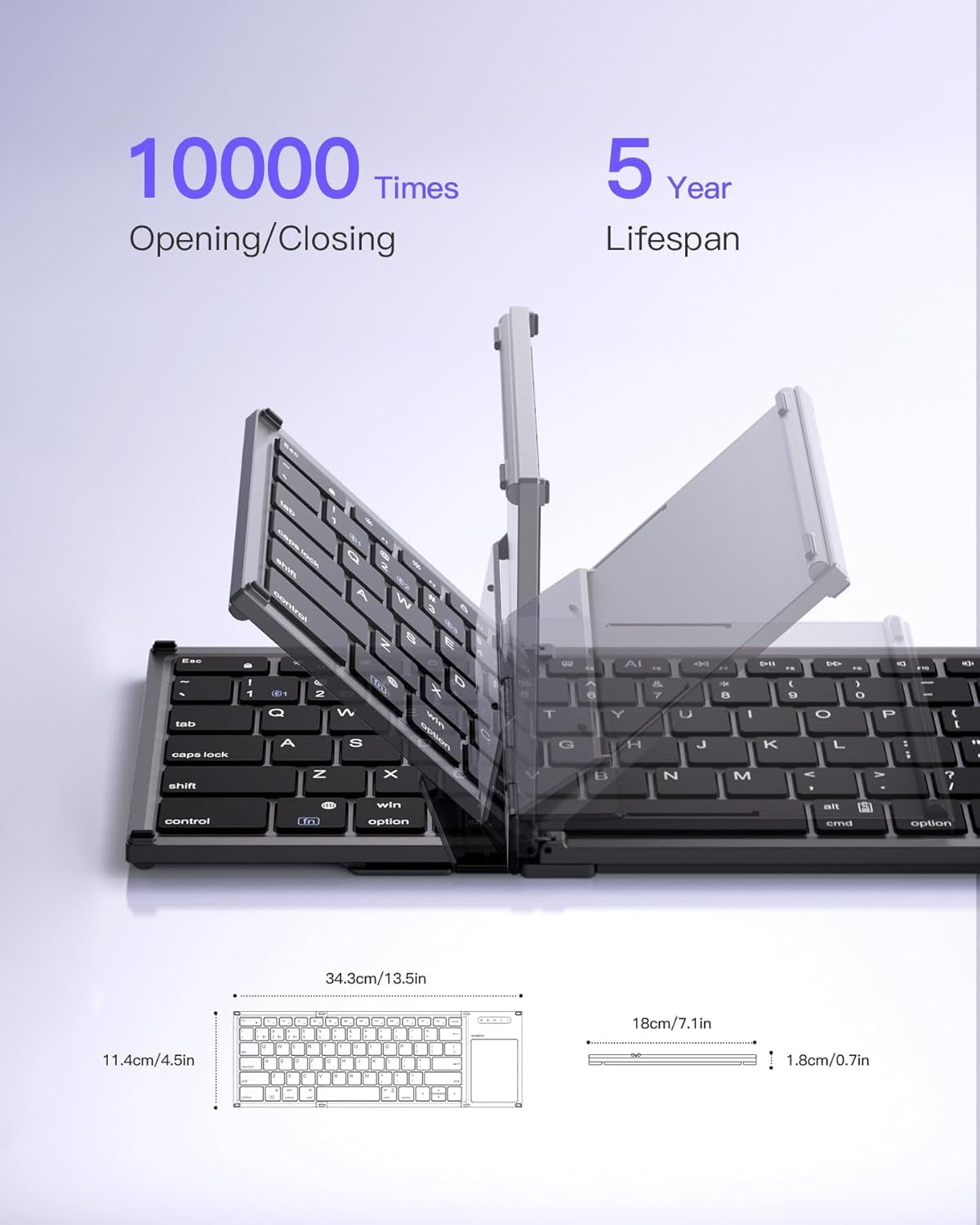 PYYAN-Foldable Keyboard with Touchpad, Bluetooth Wireless Mini Pocket ...