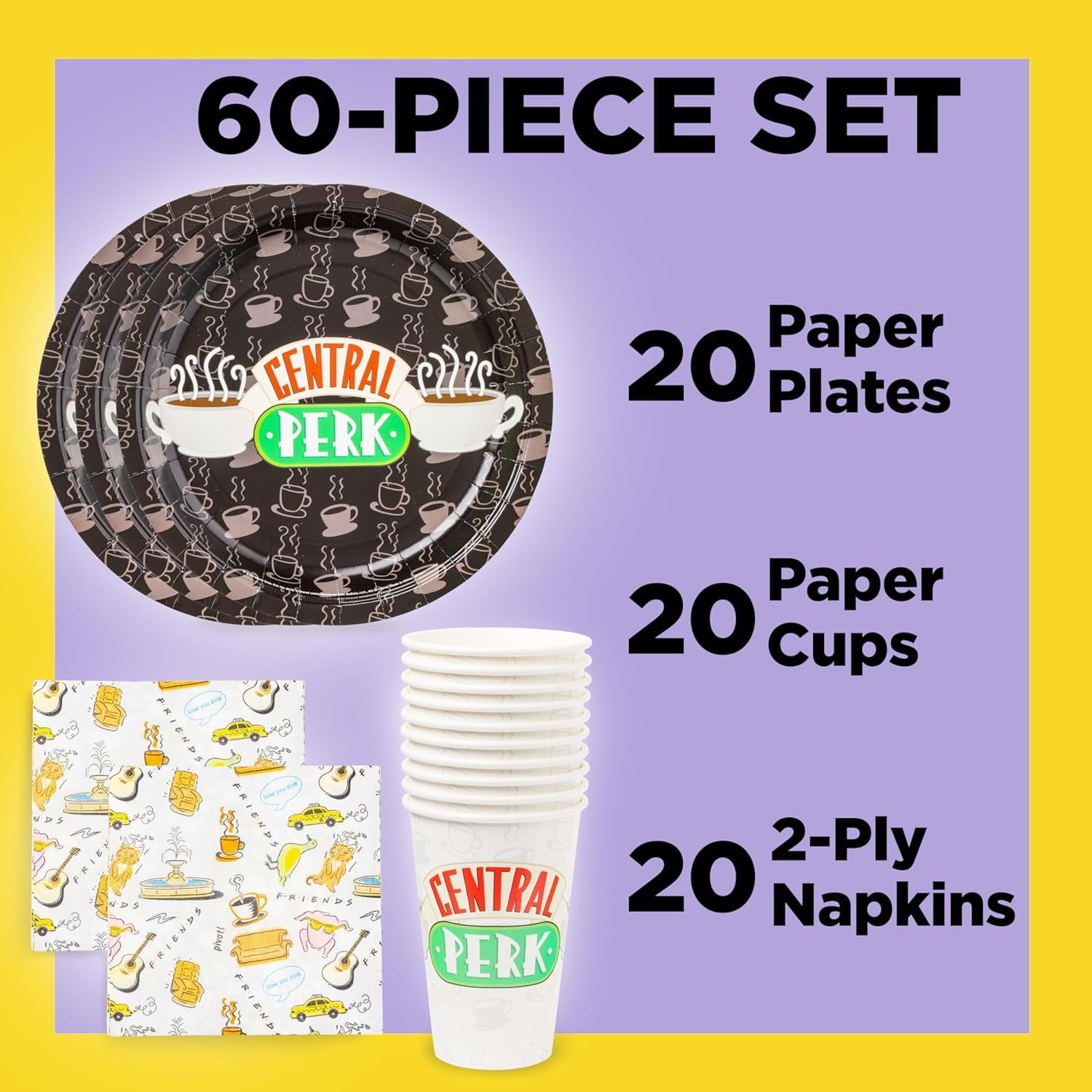 PYYAN-Friends Central Perk Iconic Icons and Quotes Pivot 60 Pack ...