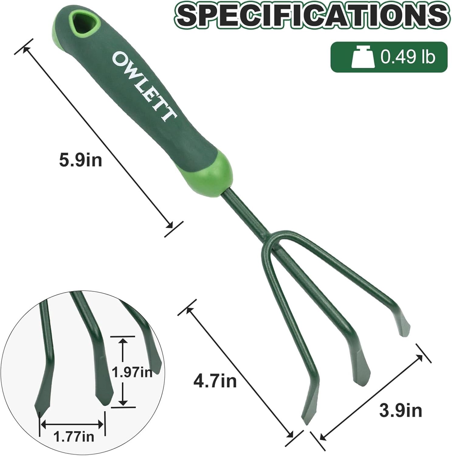 PYYAN-Garden Hand Rake, 3 Prong Hand Cultivator Garden Tool with ...