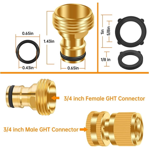 PYYAN-Garden Hose Quick Connector, No-Leak 3/4 Inch GHT Thread Fitting ...