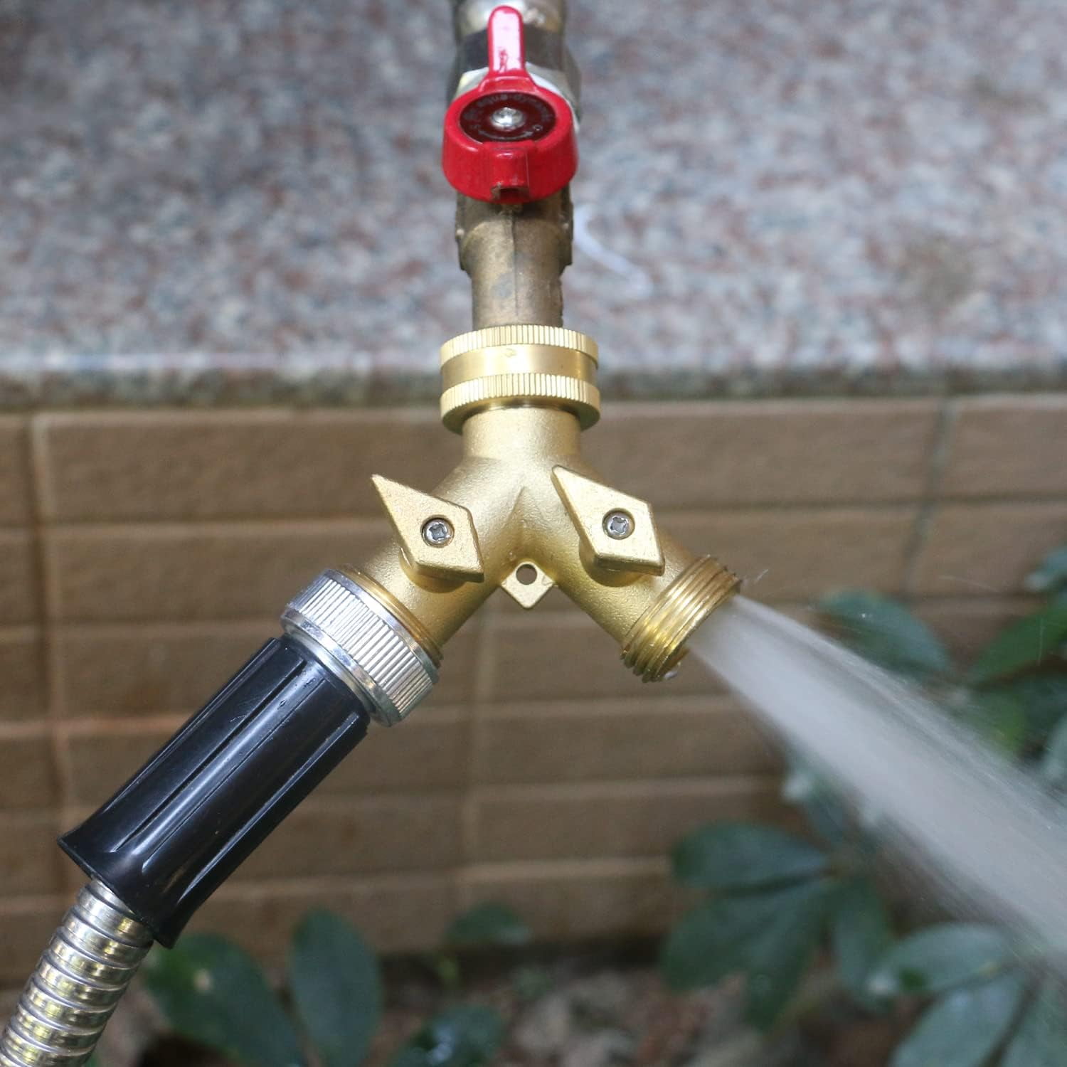 PYYAN-Garden Hose Splitter 2 Way Heavy Duty, Solid Brass 2-Way Water ...