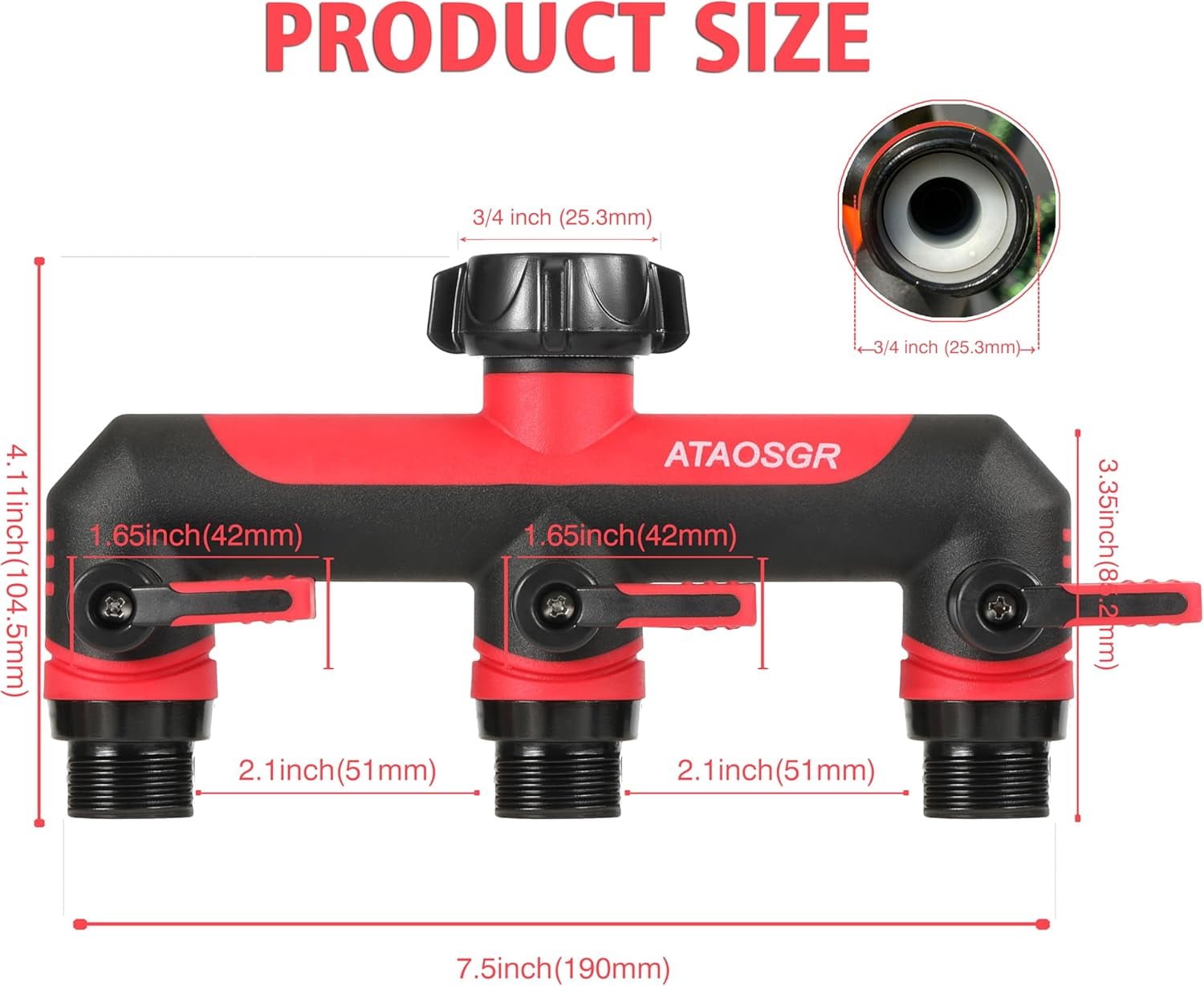 PYYAN-Garden Hose Splitter, 3/4" 3 Way Tap Splitter Hose Connect ...