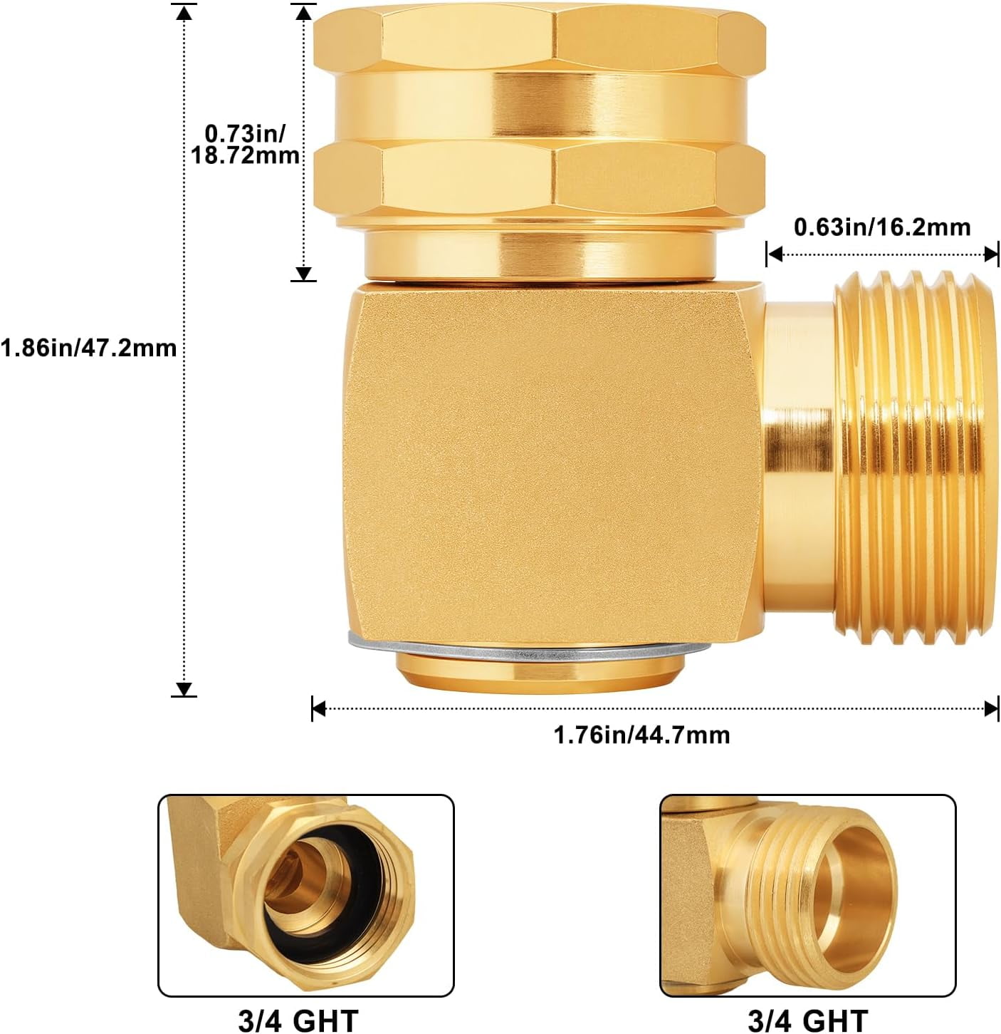 PYYAN-Garden Hose Swivel elbow Connector 90 Degree Solid Brass Pipe ...