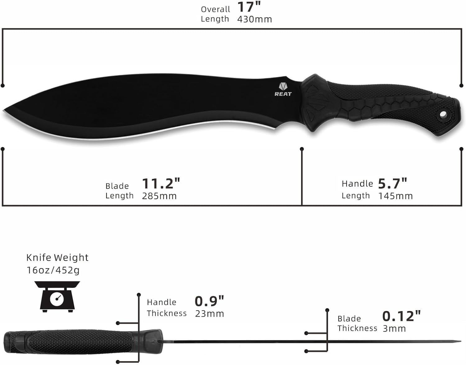 PYYAN-Gardenging Machete, 17" Heavy Duty Machete with Sheath, Ergonomic ...