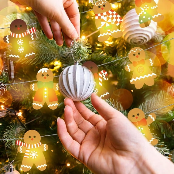 PYYAN-Gingerbread Christmas String Lights 20 LED 10 ft Cute Hanging ...