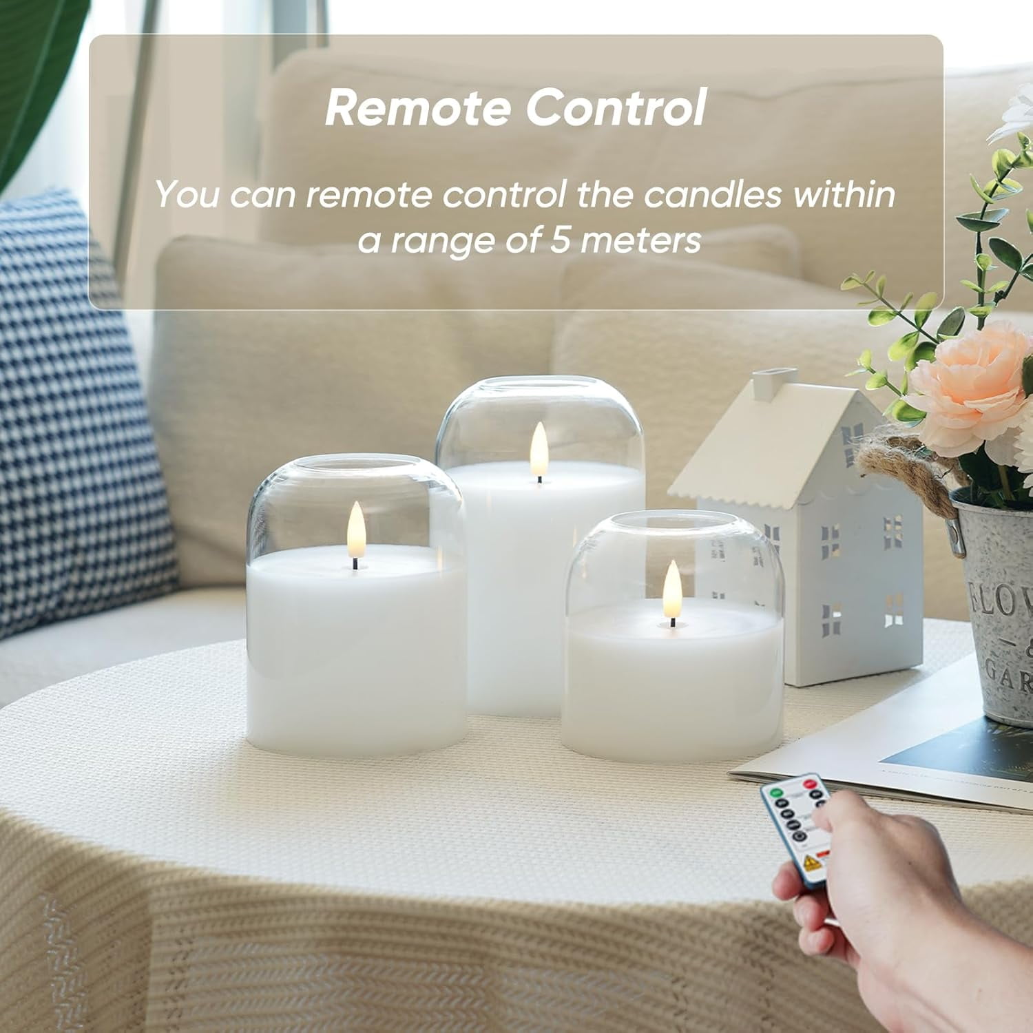 PYYAN-Glass Flameless Candles, Battery Operated Plliar Candles ...