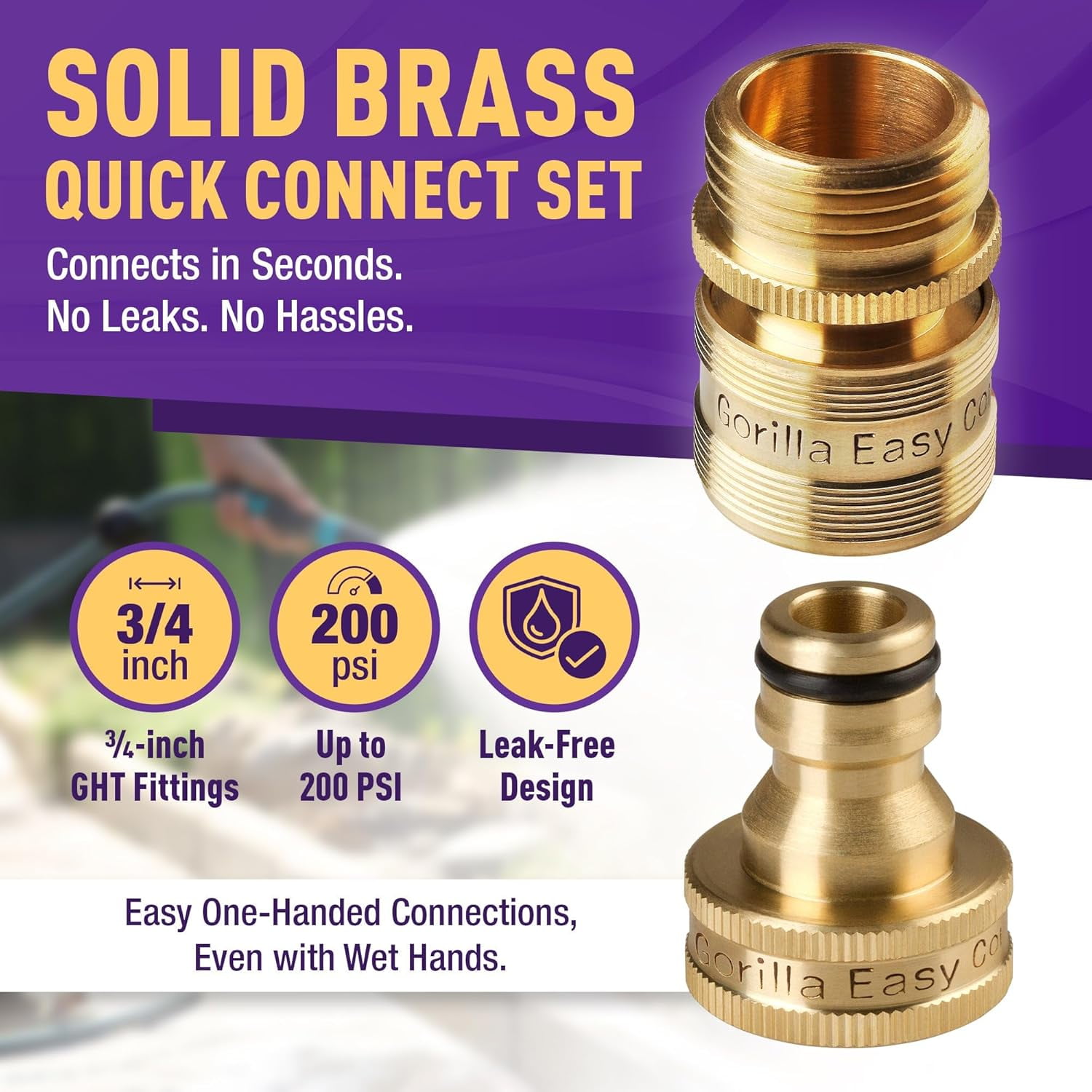 PYYAN-Gorilla Easy Connect Garden Hose Quick Connect Fittings ¾ Inch ...