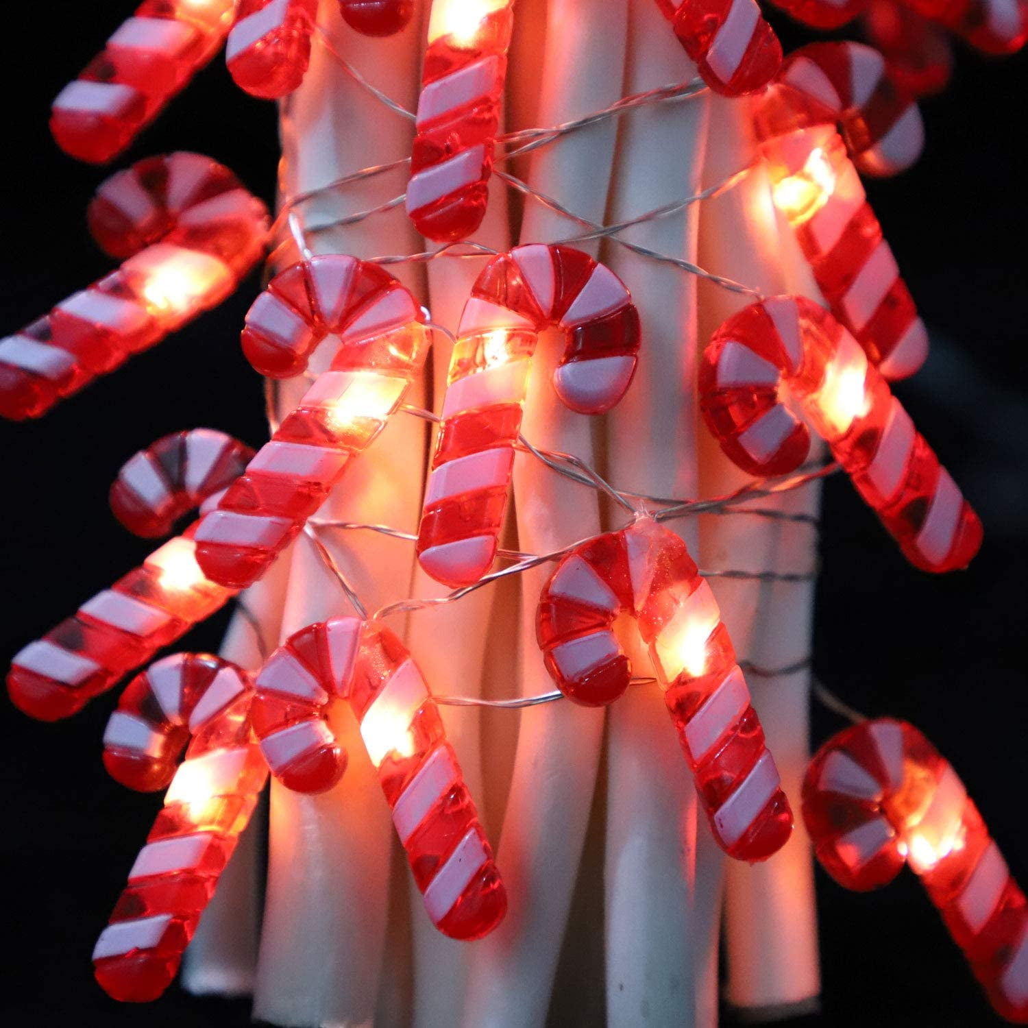 PYYAN-Holiday Candy Cane String Lights, 10ft 20 LED 3D Plus Twinkle ...