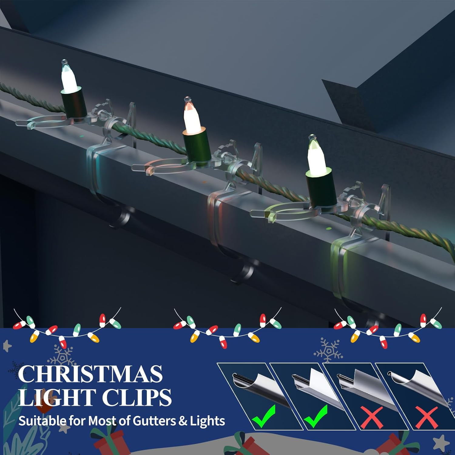 PYYAN-Holiday Light Clips [Set of 200] Christmas Outdoor Light Clips ...