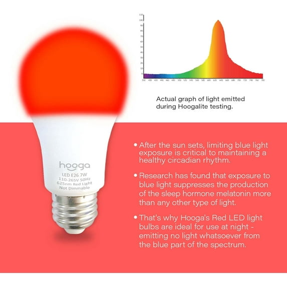 PYYAN-Hooga Sleep Bulb, Blue Light Blocking Red Night Light, 625nm for Healthy Sleep, Baby ...