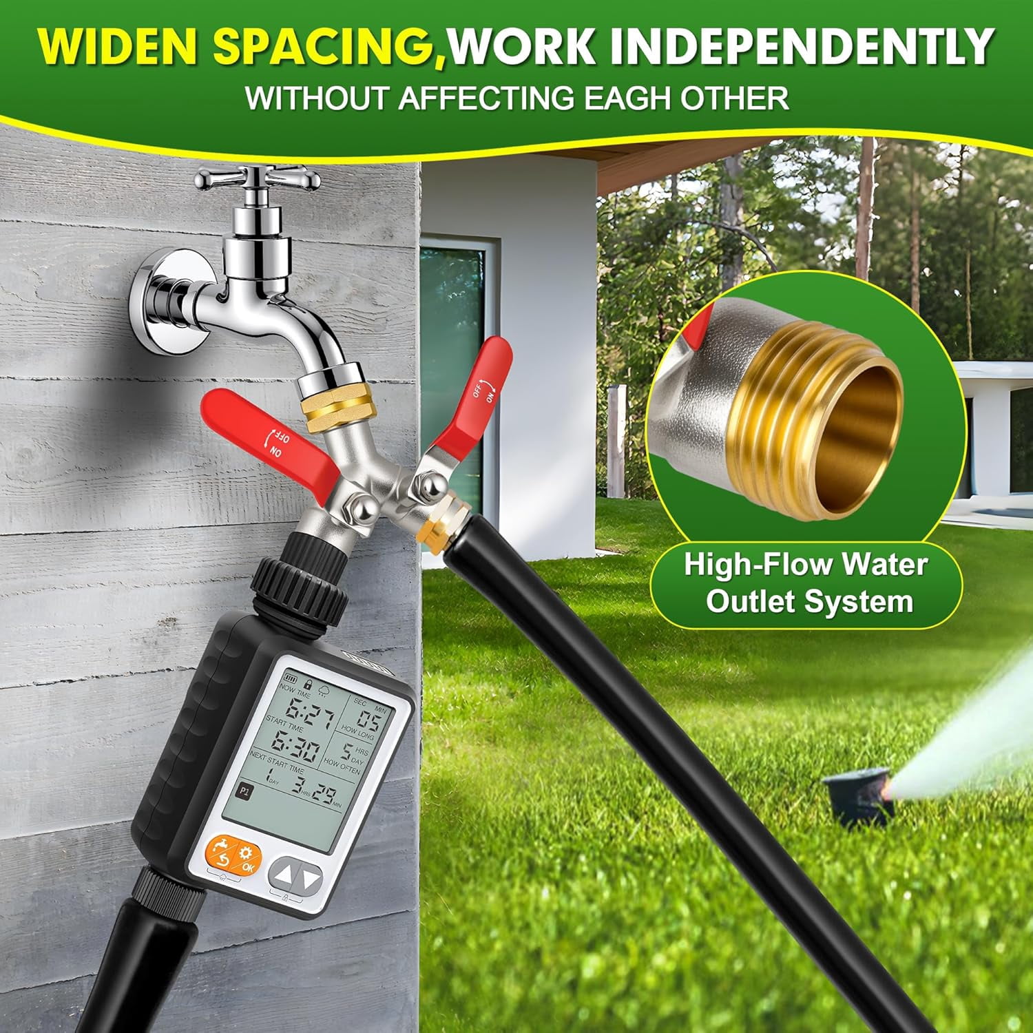 PYYAN-Hose Splitter 2 Way, High Flow Garden Hose Splitter, 3/4\u201d ...