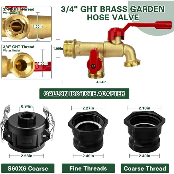 PYYAN-IBC Tote Adapter, 2" Cam Lock for 275-330 Gallon IBC Tote Tank ...