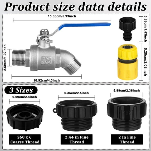 PYYAN-IBC Tote Adapter 275-330 Gallon IBC Tote Tank Fittings, IBC Tote ...