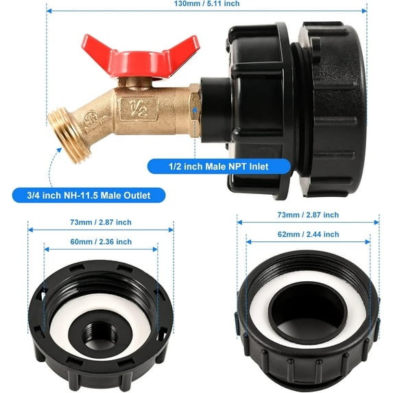 PYYAN-IBC Tote Adapter Fittings, 275-330 Gallon IBC Tote Water Tank ...