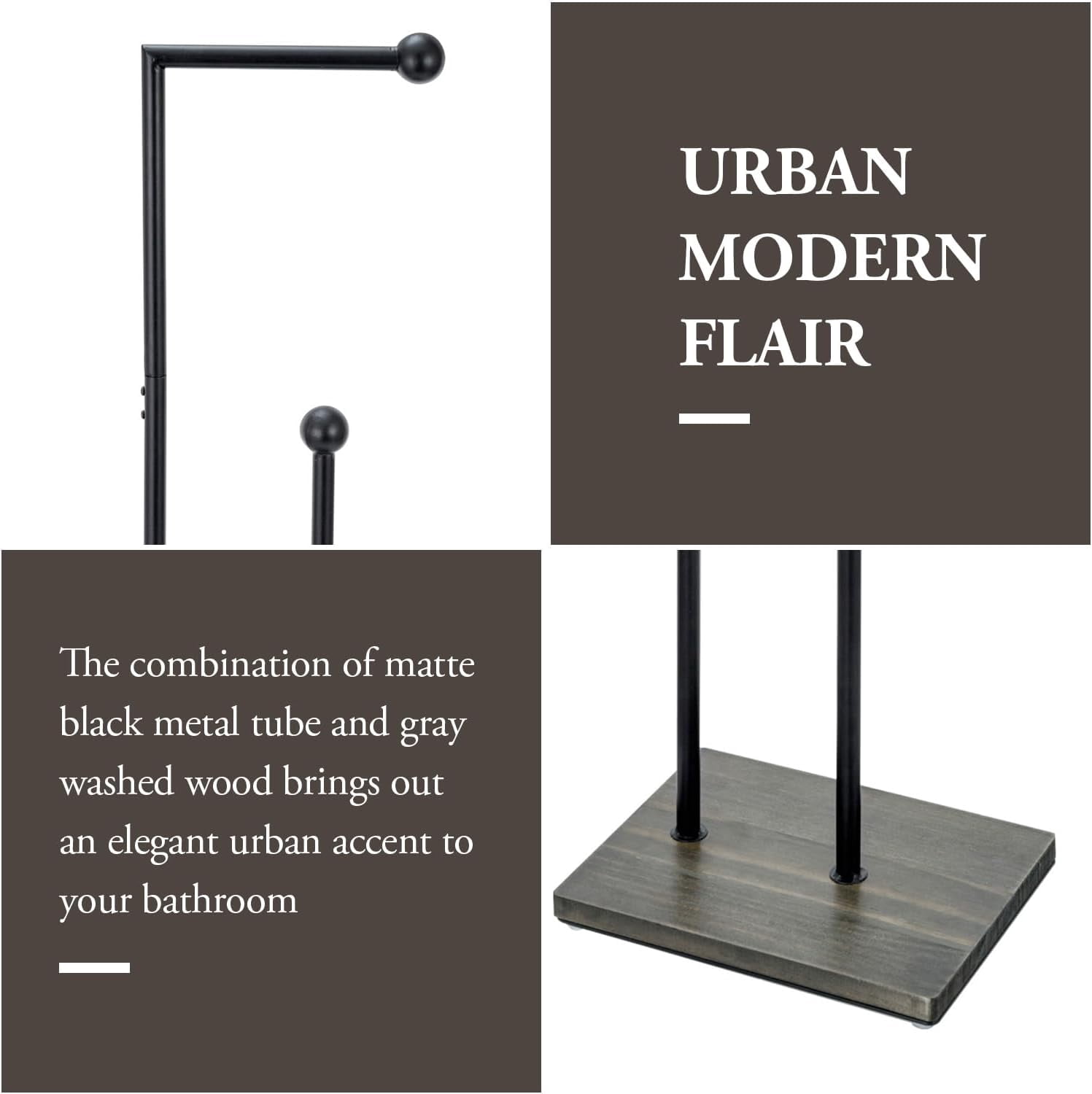 PYYAN-Industrial Black Metal Toilet Paper Dispenser Stand with Vintage ...