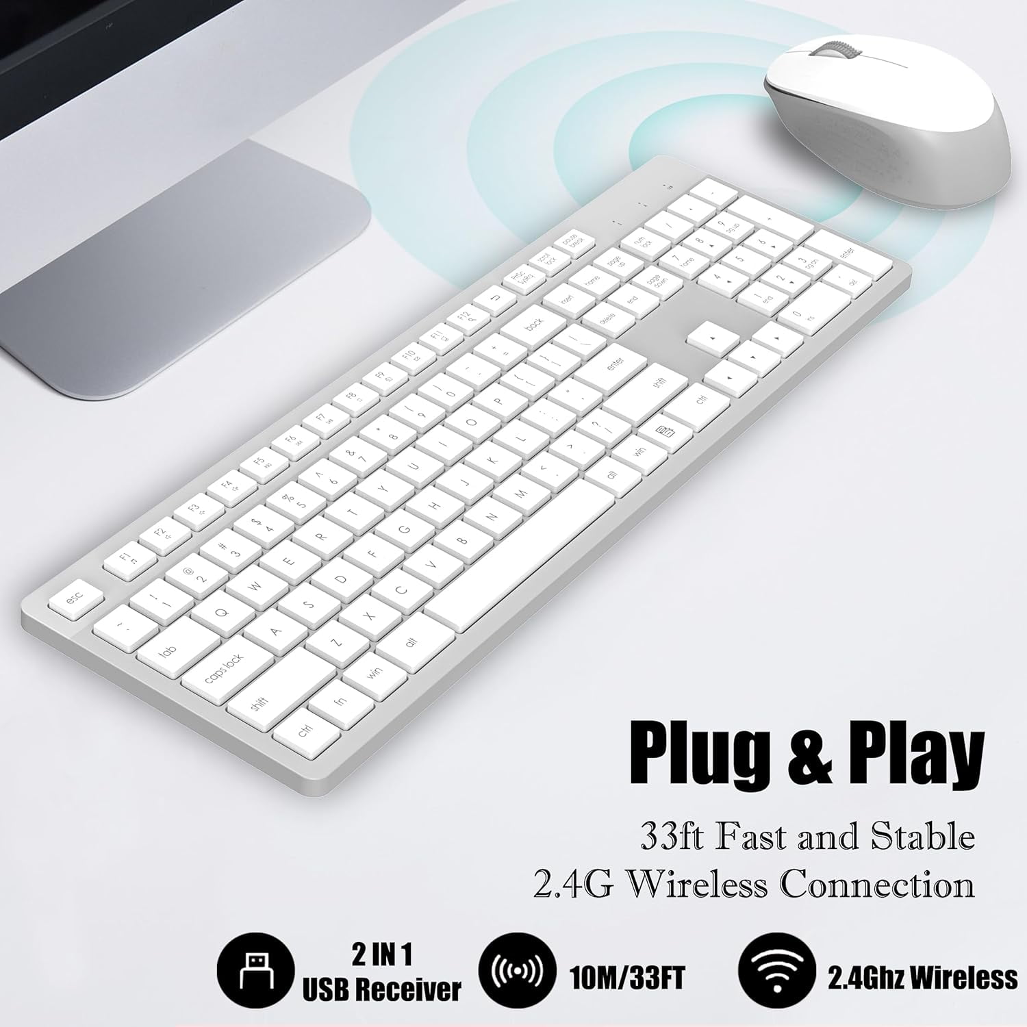PYYAN-K786 Wireless Keyboard and Mouse Combo, 2.4GHz Lag-Free Wireless ...