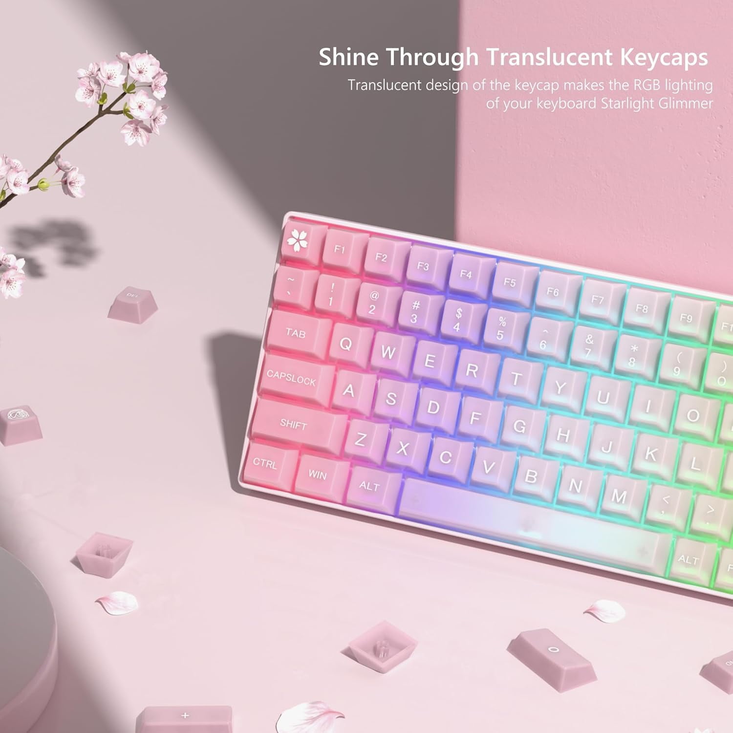 PYYAN-Keycaps Jelly Pink, Clear Cute Keycaps, Transparent Custom Cherry ...