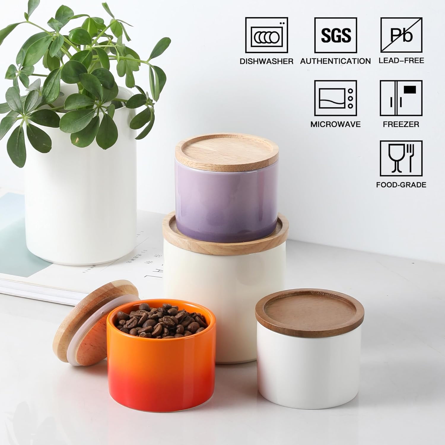 PYYAN-Kitchen Canisters Ceramic Food Storage Jar, Stackable Containers ...