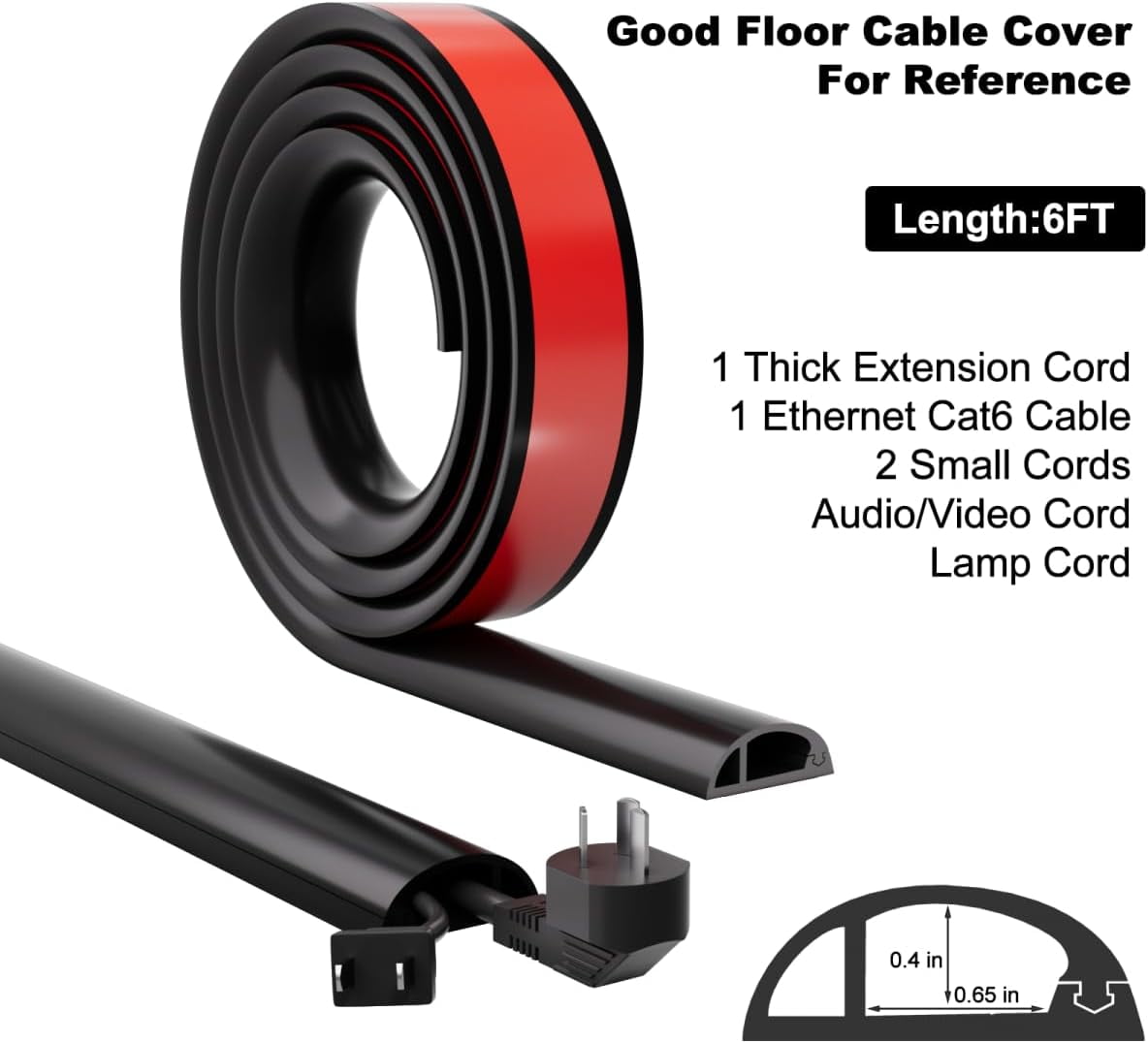PYYAN-Kneelisa 6FT Side-Open Extension Cord Covers for Wires on Floor ...