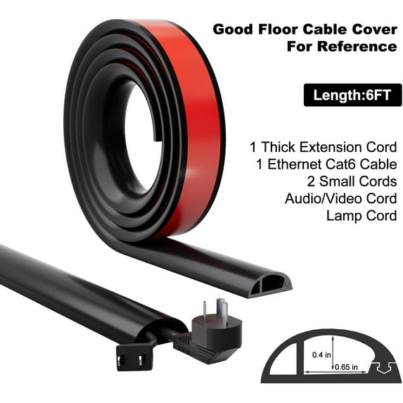 PYYAN-Kneelisa 6FT Side-Open Extension Cord Covers for Wires on Floor ...