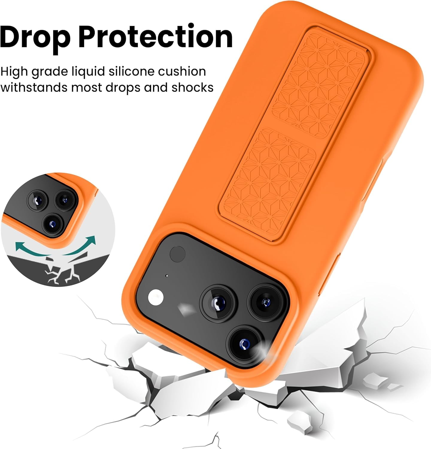 PYYAN-LAUDTEC Silicone Kickstand Case Compatible with iPhone 17 Pro Max ...