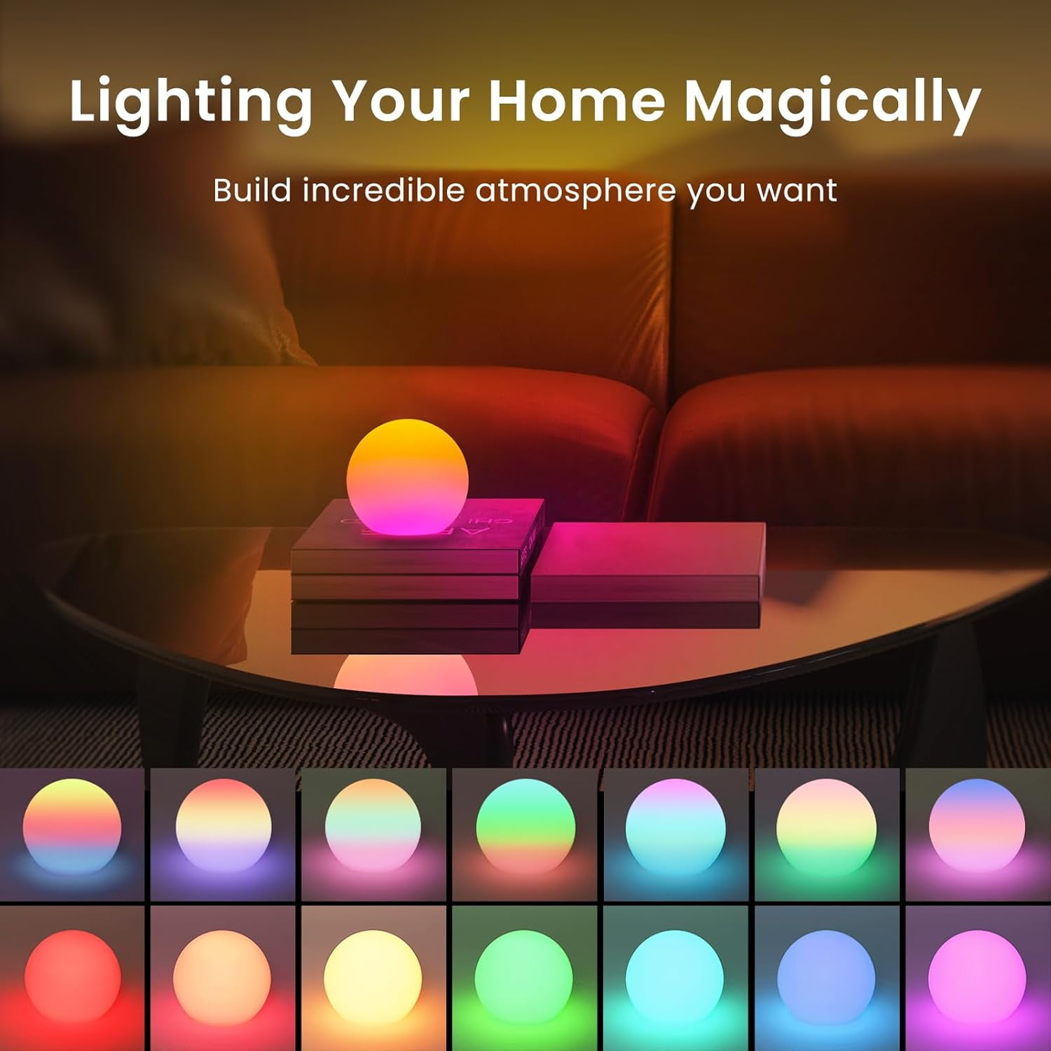 PYYAN-LED Ball Light, 3-inch Rechargeable Globe Lights, Color-Changing ...
