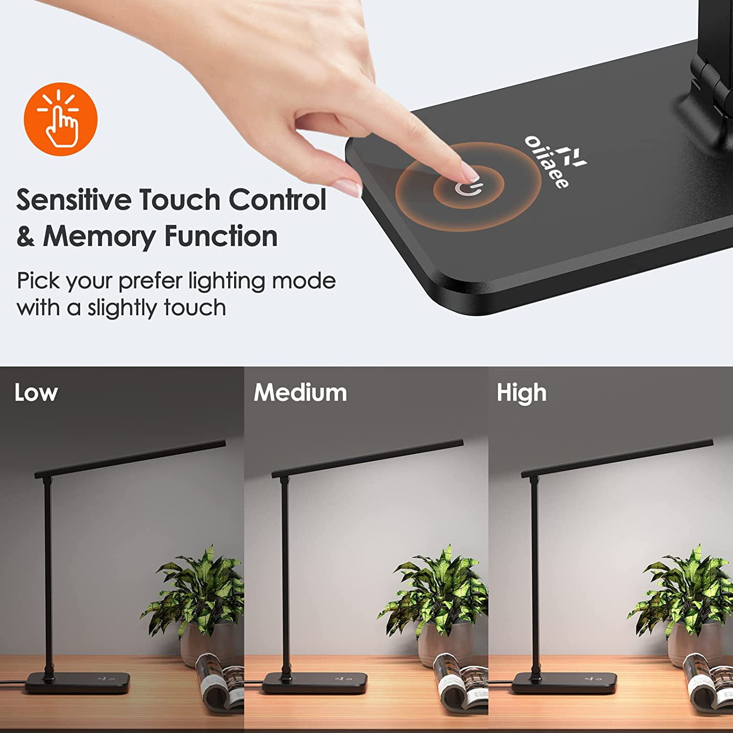 PYYAN-LED Desk Lamp, Eye-Caring Table Lamp with 3 Brightness Levels ...