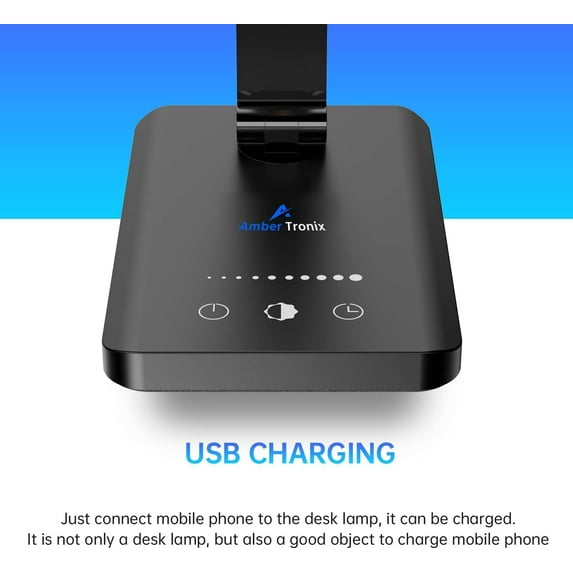 PYYAN-LED Desk Lamp with USB Charging Port, Dimmable Eye-Caring Reading ...