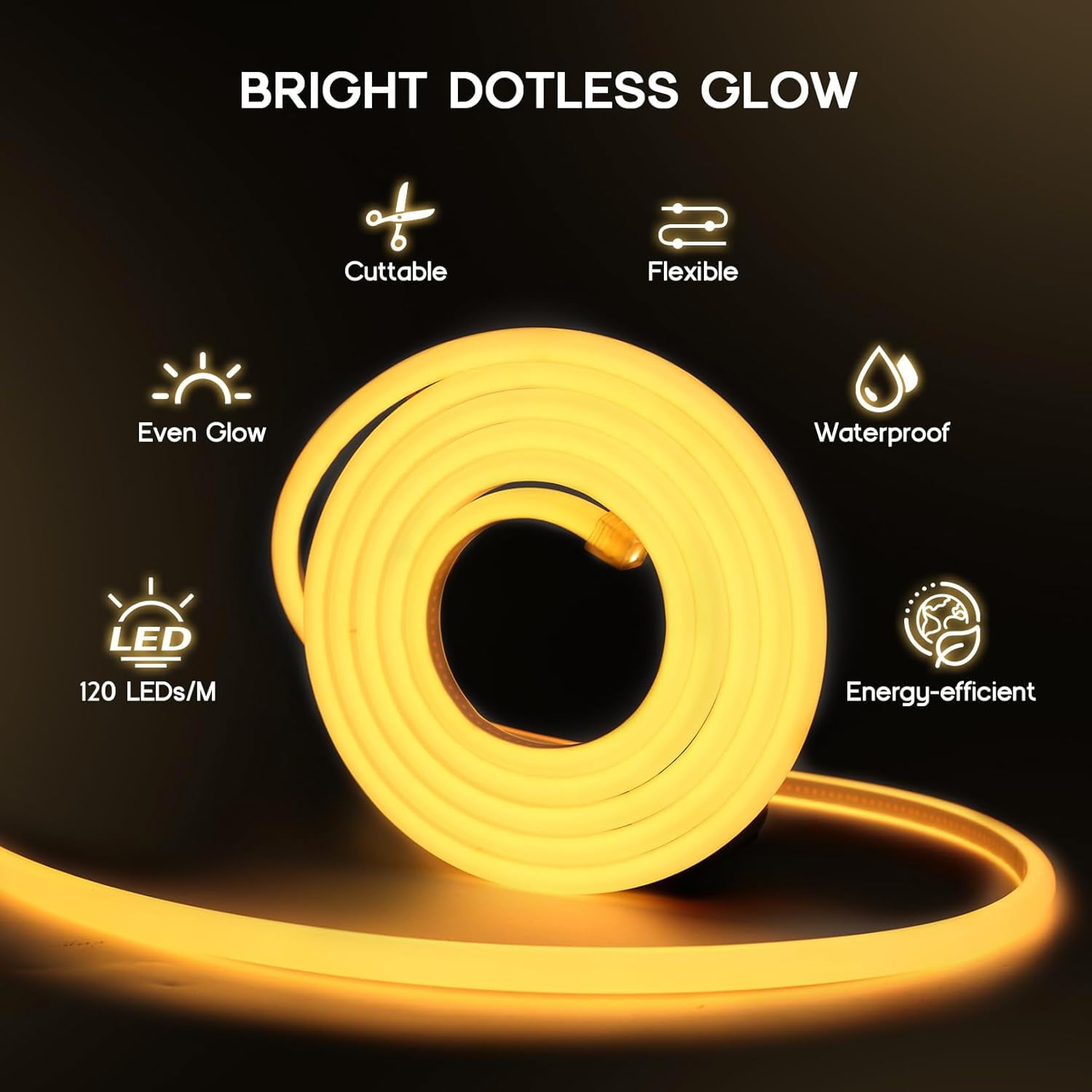 PYYAN-LED Neon Lights Daylight White 6000K,9.8ft 110-120V LED Strip ...