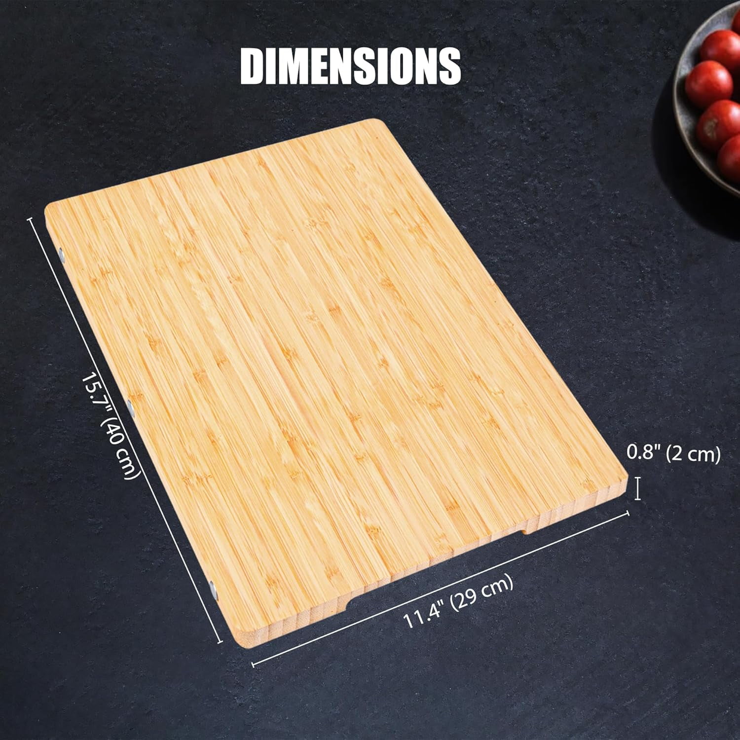 PYYAN-Large Bamboo Cutting Board with Handle – TRULY Non Toxic Glue ...