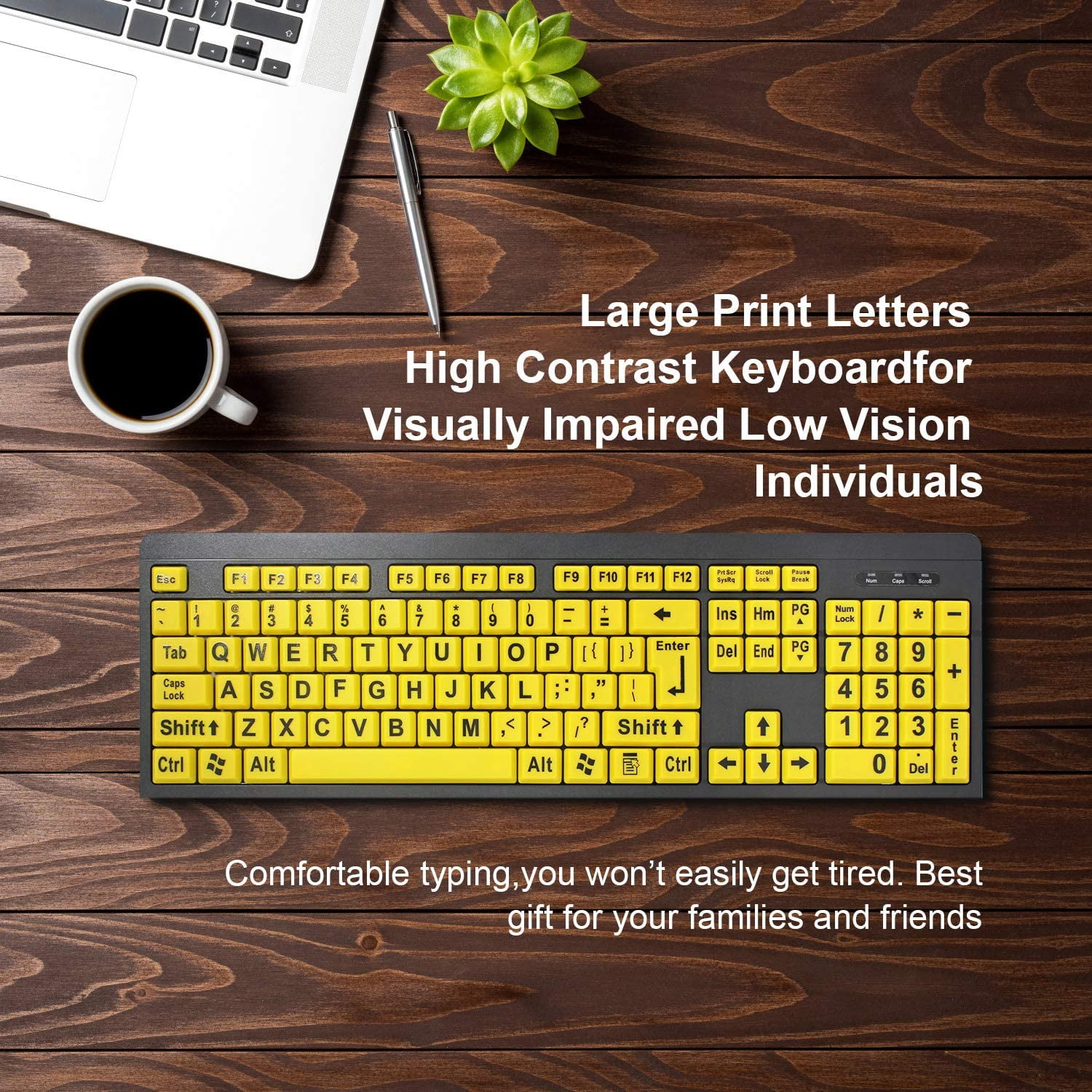 PYYAN-Large Print Computer Keyboard, Wired USB High Contrast Keyboard ...